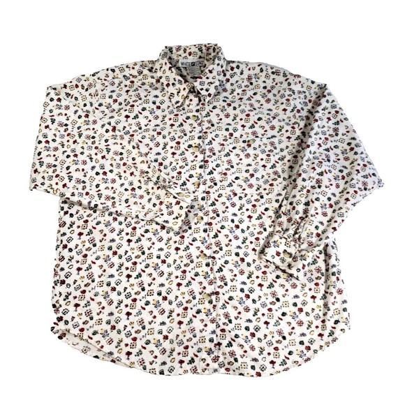 White Stag | Tops | White Stag Shirt Womens Large White Red Floral Button Up Floral Cabin Core ...